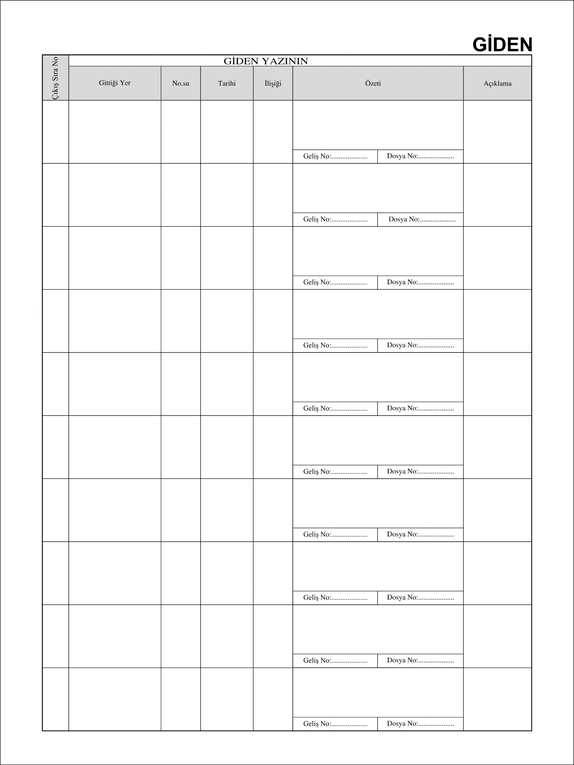 Giden Evrak Defteri (400 Sayfalık) (Ciltli)